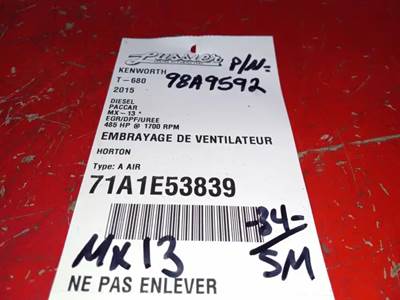 Paccar MX-13 Fan Clutch for a 2015 Kenworth T-680 For Sale | Ste-Julie ...