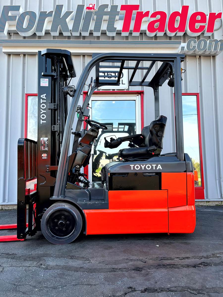 2016 TOYOTA 8FBE15U ELECTRIC 3 WHEEL 3000LB FORKLIFT WITH NON-MARRING ...