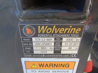 2025 WOLVERINE ATTACHMENTS TCR-12-48H TRENCHER SKID STEER ATTACHMENT ...